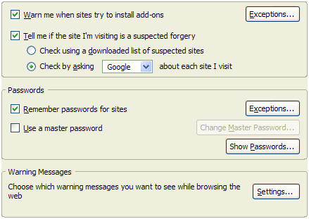 Firefox 2 Tweak Guide > Security Settings Tab | TechSpot