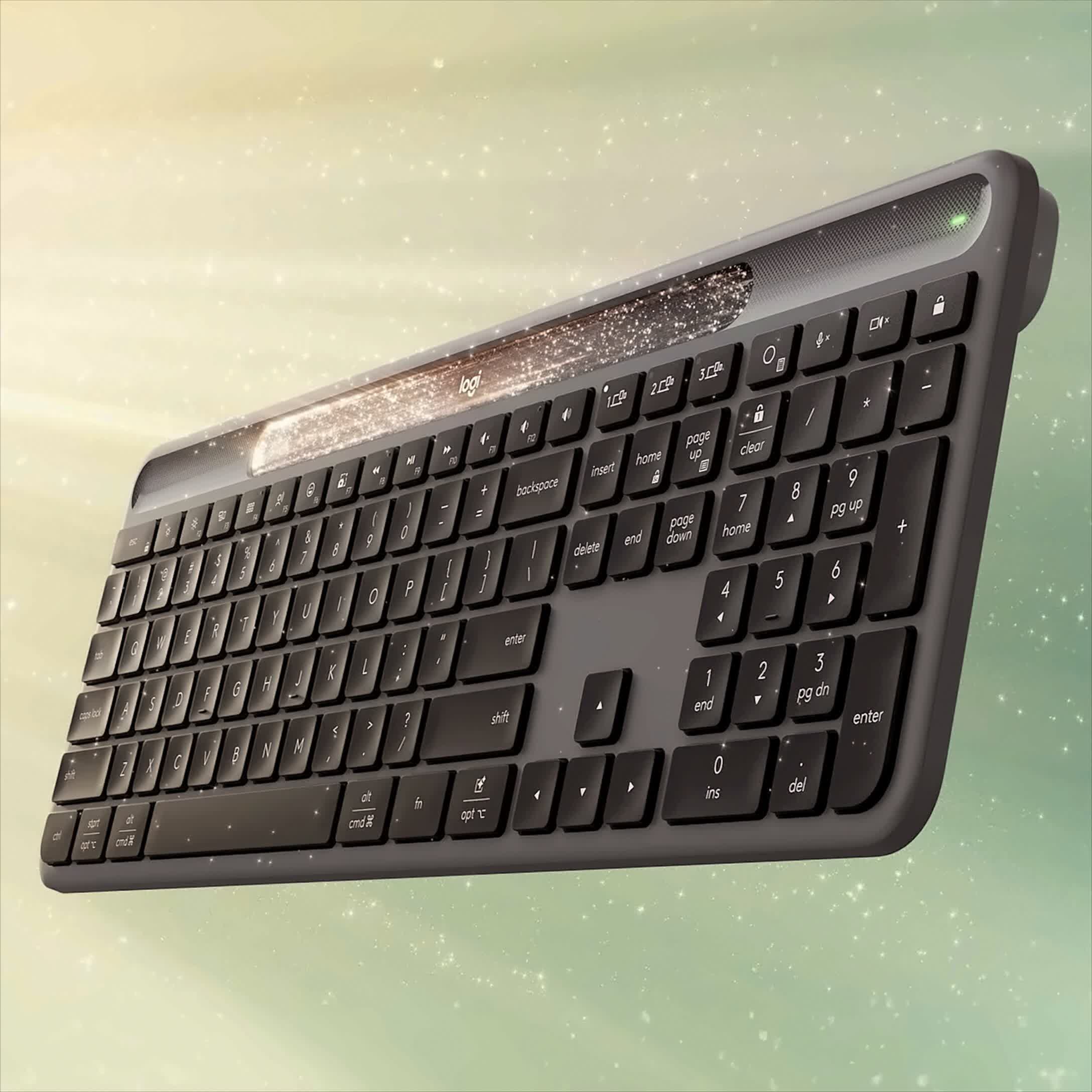 Logitech K980 Signature Slim Solar+ keyboard can run on indoor light ...