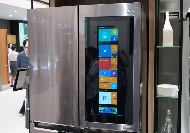 LG's prototype fridge sports a massive, semi-transparent tablet ...