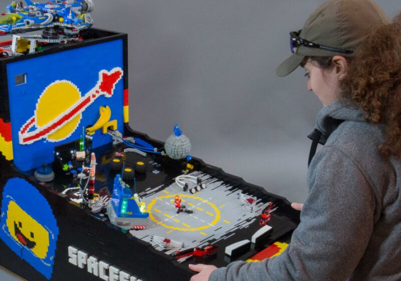 This functional pinball machine was built using 15,000 Lego bricks ...