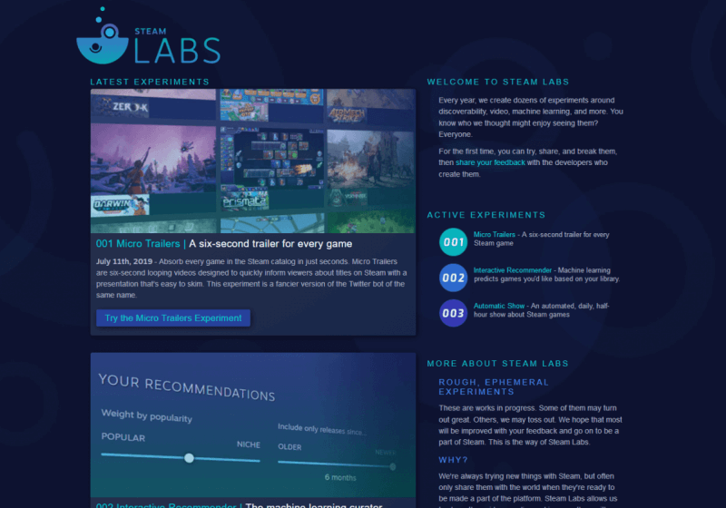 Valve launches 'Steam Labs,' a new hub for testing out experimental ...