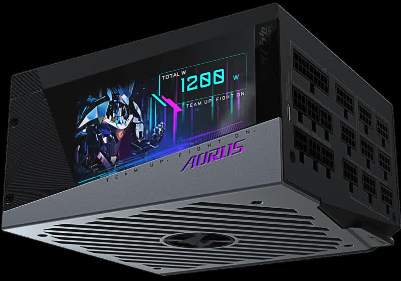 Gigabyte's 1200W Aorus power supply features an integrated LCD panel ...