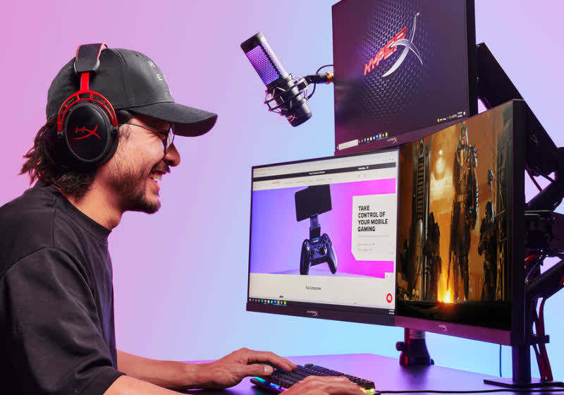 HyperX Armada gaming displays come with a desk mount and monitor arm ...