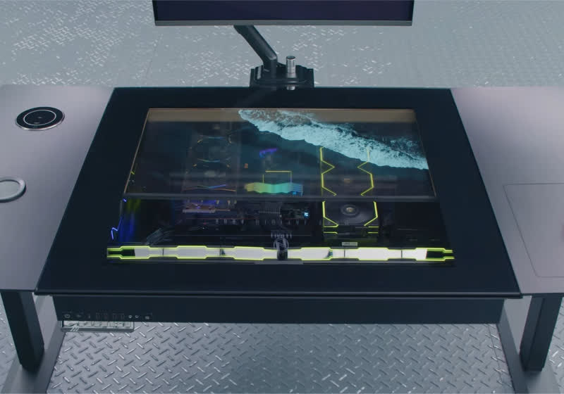 Lian Li's prototype gaming desk features a built-in transparent OLED ...