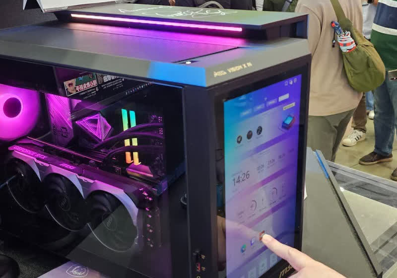 MSI showcases desktop PC with a 1080p screen on the front, possibly ...