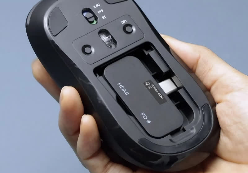 This wireless mouse doubles as a docking station, offering HDMI and USB ...